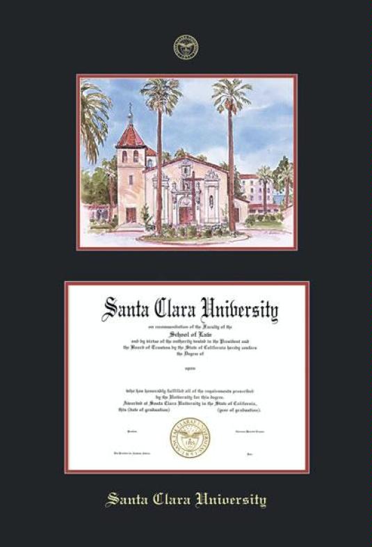 Santa Clara University diploma frame campus degree certificate SCU framing gift graduation ...