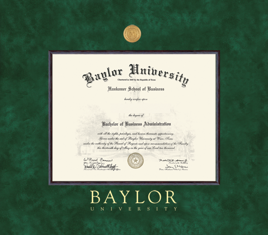 Custom Diploma Frames & Certificate Frames - Framing Success: Baylor U. (Spring 200-Pres) w/Mdl ...